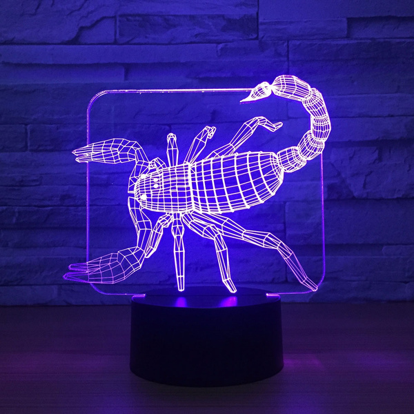 7 Colors Changing 3D Visual Scorpion Led Nightlight Kids Touch Usb ...