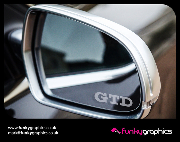 4xVW GOLF GTD LOGO MIRROR DECALS STICKERS GRAPHICS DECALS IN SILVER ...