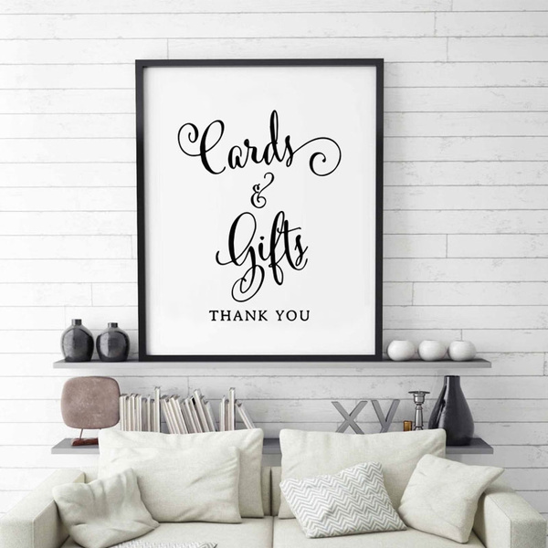 Reception Sign Gift Table Cards Gifts Black and White SIGN Wedding Sign ...