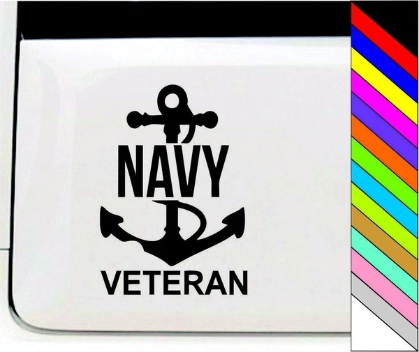 NAVY VETERAN Vinyl Decal Car Door Window Sticker for Cars, Trucks ...