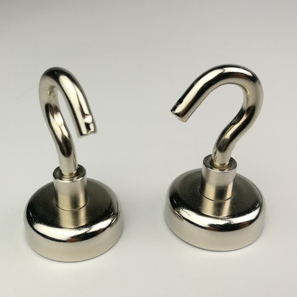 6PC 48LB Neodymium magnet Hook D25mm Factory Home Office Hanger Storage ...
