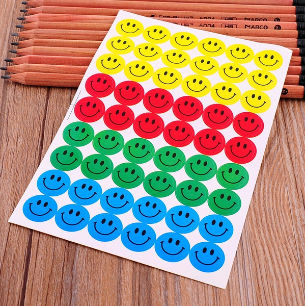 10Sheets/540Pcs Teacher Classroom Reward Merit Smiley Face Scrapbook ...