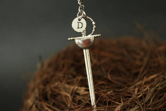 Fencing Keychain,Double Side Sword Pendant, Personalized Letter Keyring ...