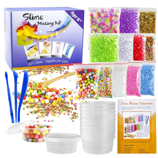 15 Pack Slime Making Kit Including Fishbowl Beads, Foam Balls, Slime ...