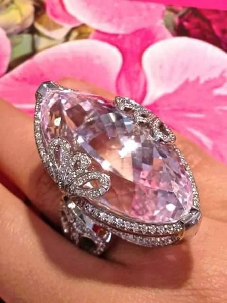 Large 925 Solid Sterling Silver Natural Gemstone Pink Sapphire Diamond ...