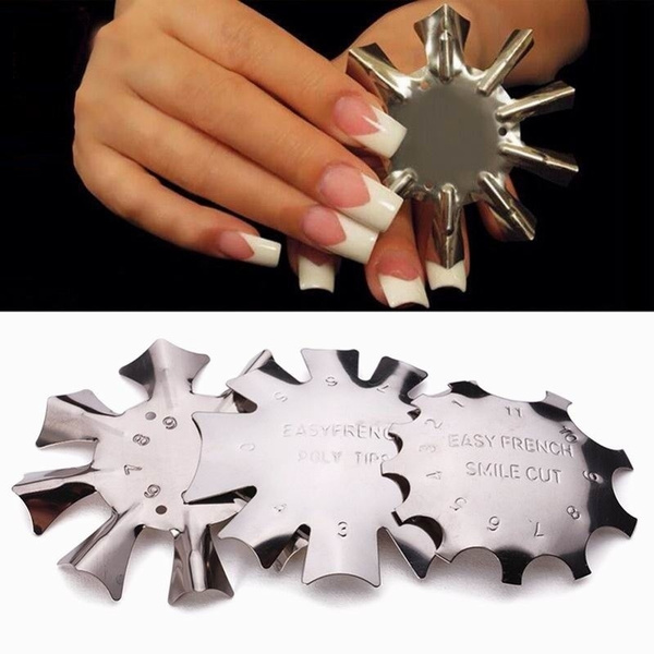 DIY 11 Sizes Beauty Tool French Manicure Smile Line Deep V Edge Trimmer ...