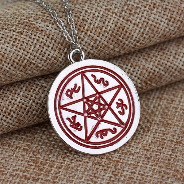 Supernatural Pentagram Pentacle Devil's Trap Logo Rune Pendant Necklace ...