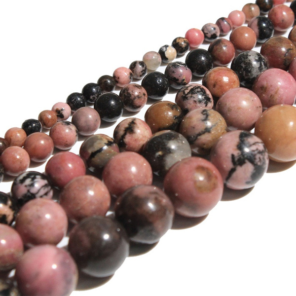 Natural Black Rhodochrosite Stone Beads For Jewelry Making Pink DIY ...