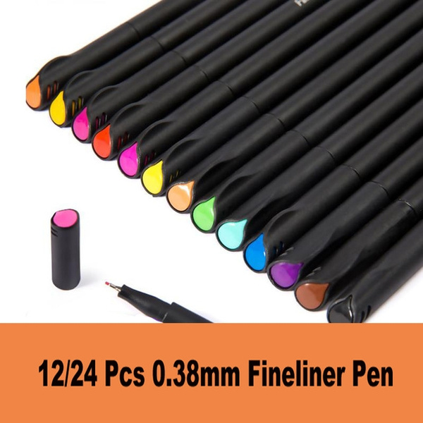12/24 PCS Watercolor Fineliner Pens Super Fine Line 24 Colors Sketch ...