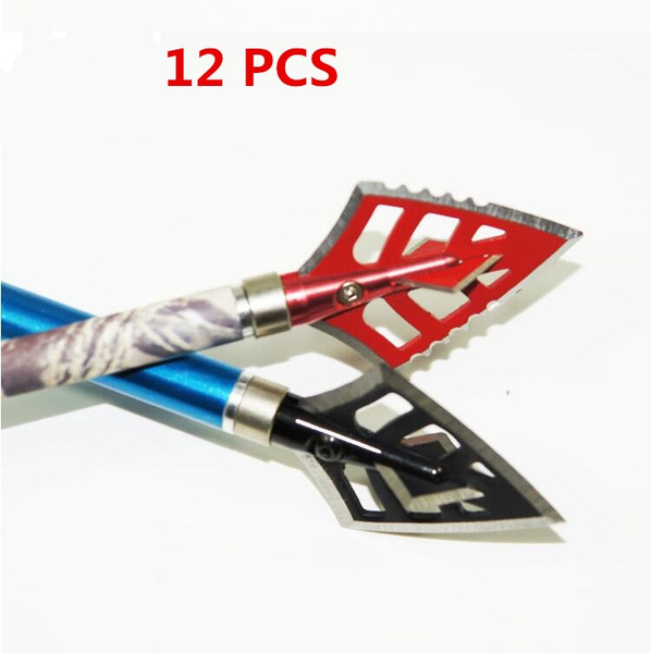 12pcs Archery Arrow Broadheads 4 Fixed Blades Sharp Knives Arrow Heads ...