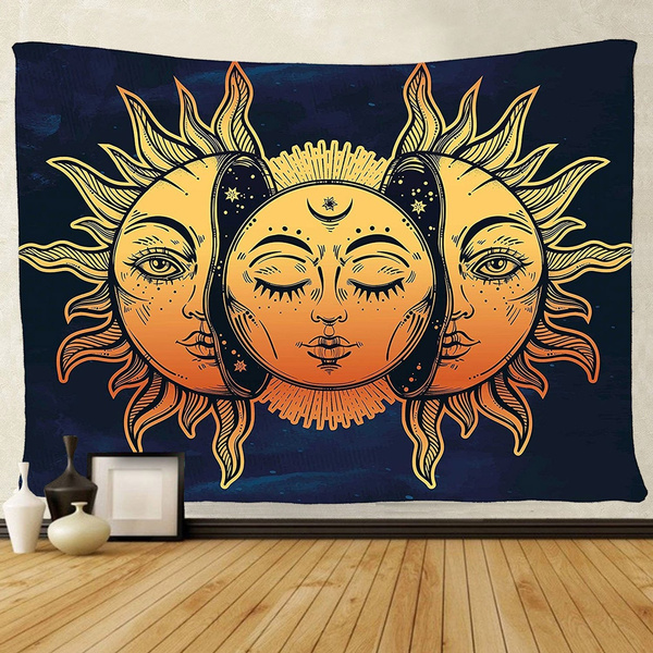 Tapestry Wall Hanging, Tenaly sun and moon Psychedelic small Wall ...
