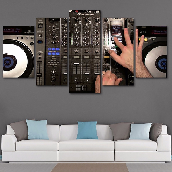 5 Panel Music DJ Console Instrument Mixer Wall Art Canvas Painting ...