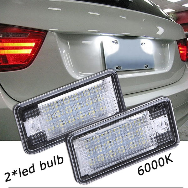 2pcs 24 SMD car led license plate light lamp 12v White 6000K For Audi ...
