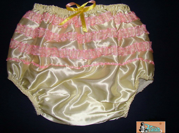 Haian Adult Sissy ABDL PVC & Satin Panties Frilly Rumba Pants Color ...