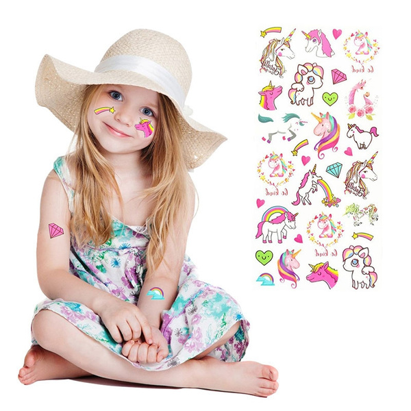 Waterproof Temporary Fake Tattoo Stickers Pink Unicorn Horse Cartoon ...