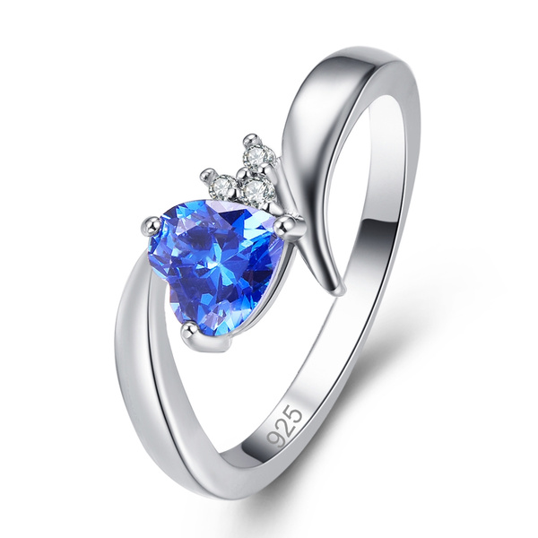 Jrose Pretty Fashion Women Men Lover Heart Cut Tanzanite & Rainbow & White Topaz Gemstone ...