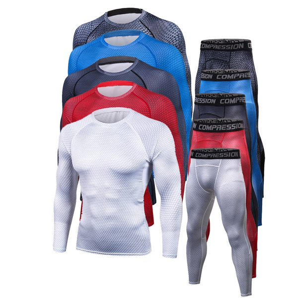 Men's Gym Compression Suits 5 Colors A Suit Male Gym Sport Slim Clothes ...