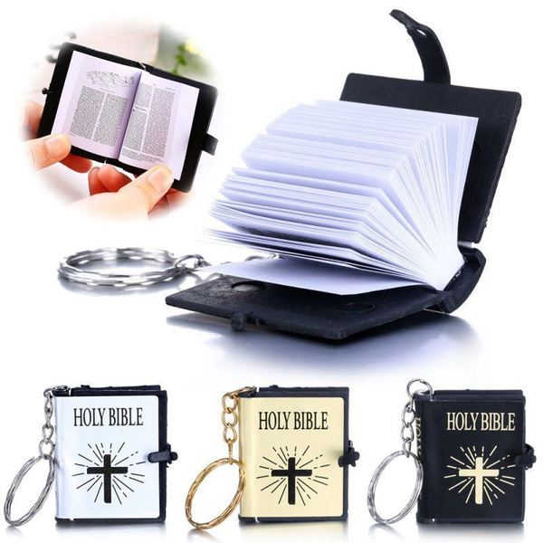 Mini Bible Keychains English HOLY BIBLE Religious Christian Jesus Cross ...