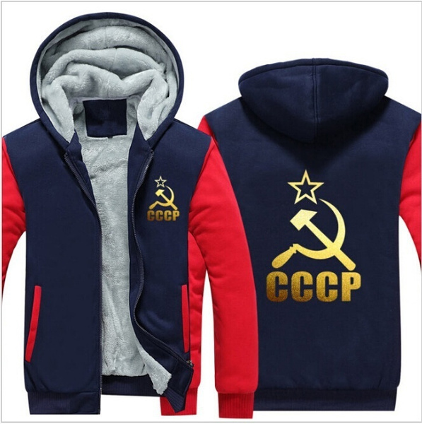 Men women Hoodies CCCP Russian Thicken Hoodie Zipper Hoodie Sweatshirts ...