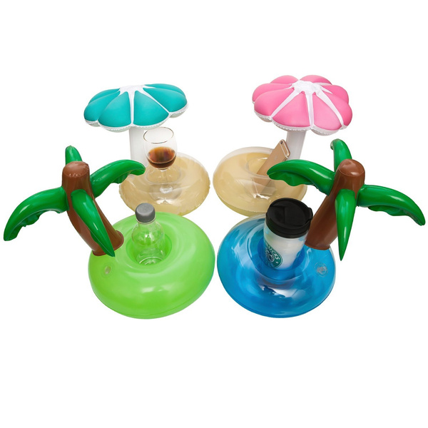 Inflatable Drink Holders,4PCs Red And Blue Umbrella Shape and Palm Tree ...