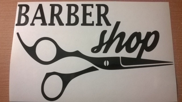 barber shop scissors front window salon barbers vinyl sticker sign wall ...