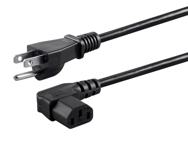 Monoprice Left Angle Power Cord - 6 Feet - Black | NEMA 5-15P to Left ...