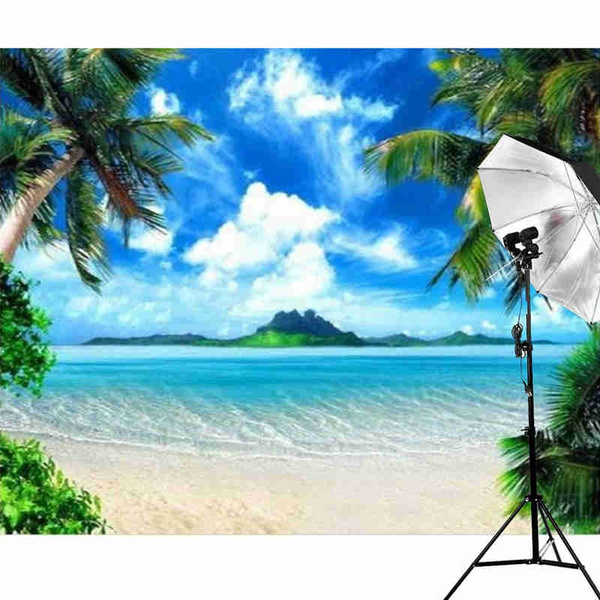 Large 8x8FT Palm Tree Backdrop Beach Background Photography Photo ...