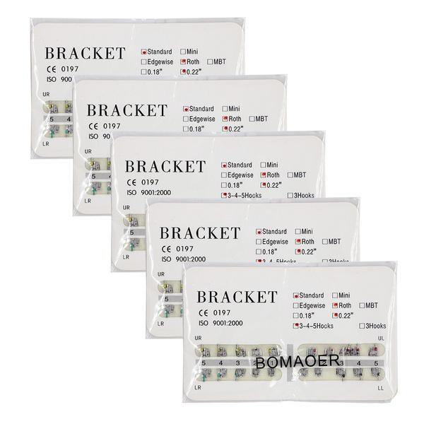 10 packs Dental Orthodontic Mental Bracket Brace Standard 022 20pcs ...