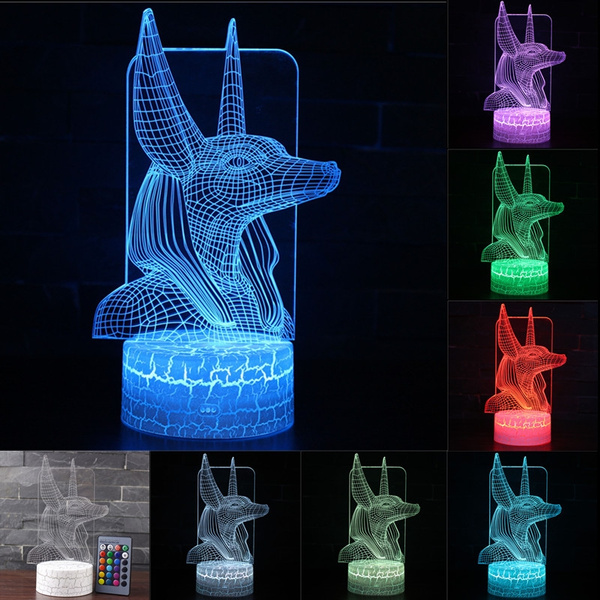 Egyptian Pharaoh Guardian3D LED Night Light RGB Remote Table Lamp Home ...