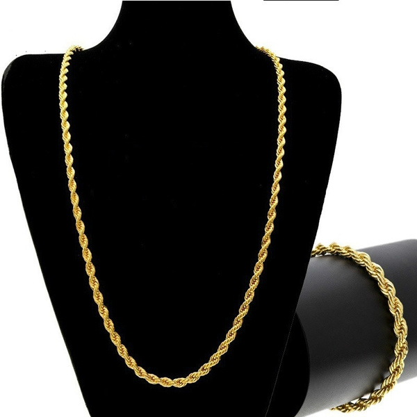 Classic 24k Gold Long Necklace Men's Jewelry Brand Gold Men's Necklace ...