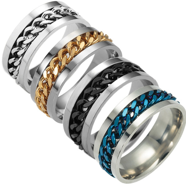 Hot Explosion Models Rotating Chain Rings Tearless Titanium Steel Ring ...