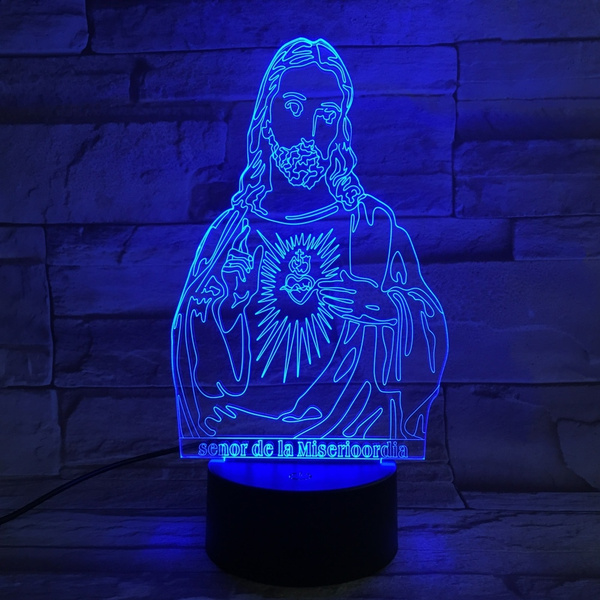 3D Visual LED table night light Jesus Figure Table Lamp Methacrylate ...