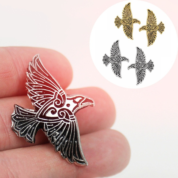 1~2pcs Celtic Viking Flying Raven Brooch Pin Norse Crow Medieval Coat ...
