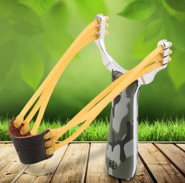 Outdoor Slingshot Toy Aluminium Alloy Powerful Steel Catapult Rubber GL ...