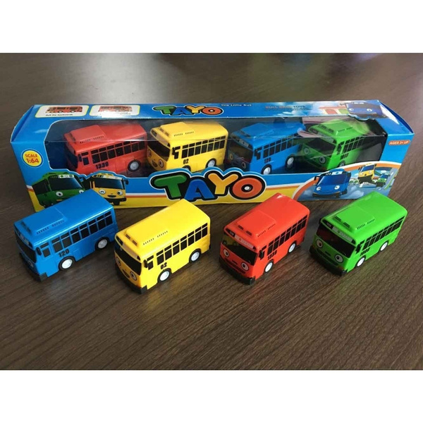 4 Pcs/set Pull-back Cars Toy The Little Bus TAYO Friends Mini Special ...