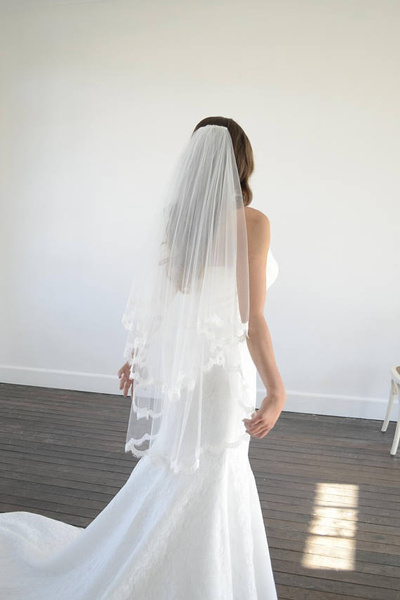 Two layer wedding veil, Braut - schleier bridal vail, white ivory ...