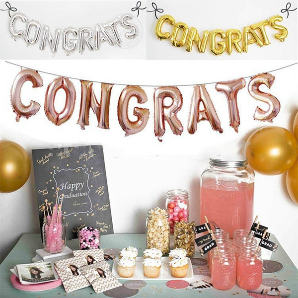 8PCS 16 Inch Alphabet Letters CONGRATS Adult Graduation Hanging Sign ...