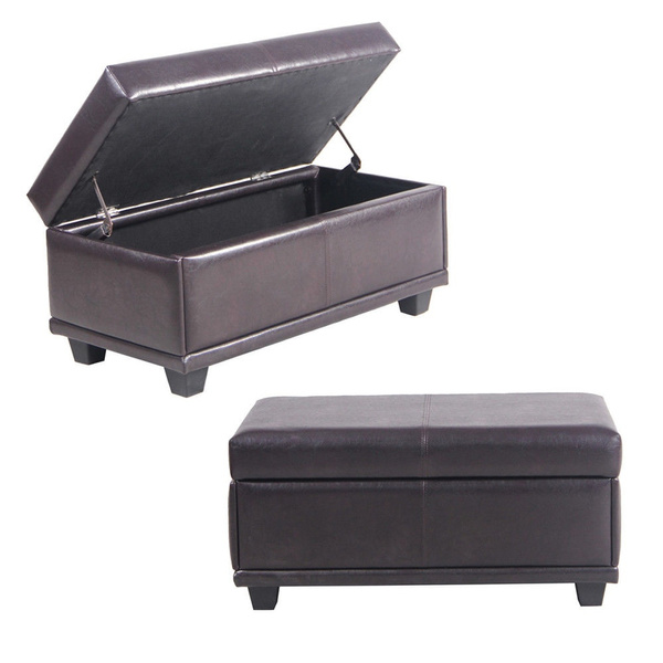 Large Storage Ottoman Bench PU Leather Foot Stool Rest Box Lounge Seat ...