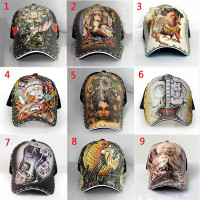 Personality Baseball Cap Black Rivet Hat Illustrator Adjustable Hat ...