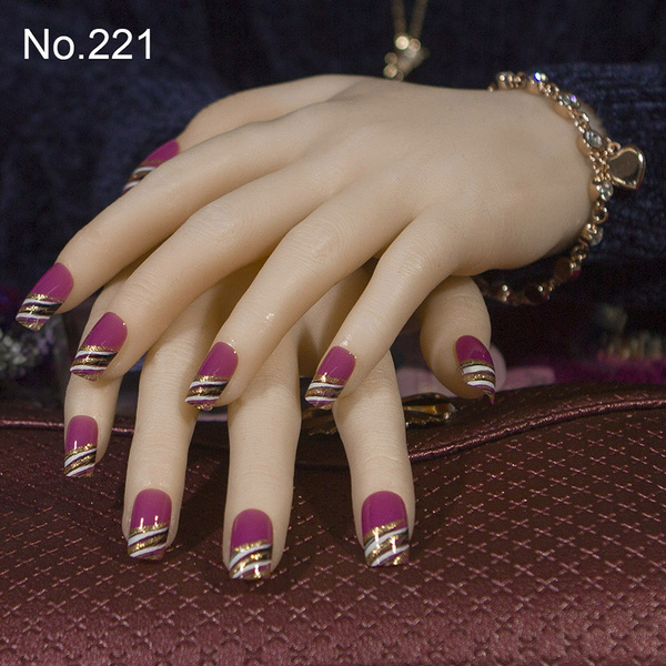 24pcs/box Artificial French Manicure False Nails Double Sided Nail ...