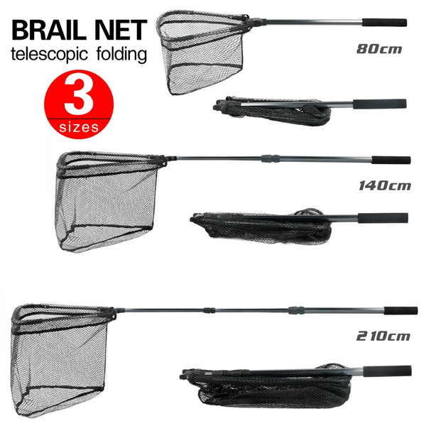Folding fishing Brail net Telescopic Fishing Landing Net scoop net 3 ...