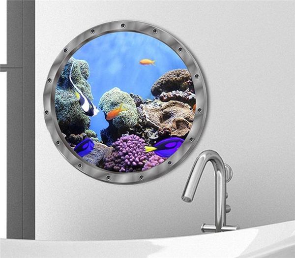 11" x 11" Fake Submarine Window Undersea View Wall Decal Beautiful ...