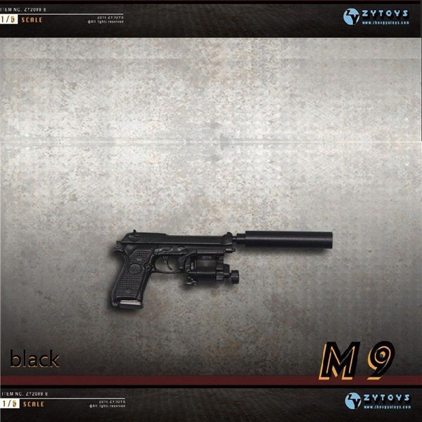 ZYTOYS 1/6 Scale Pistol Model Handgun Weapon Toy ZY2009 M9 Types Pistol ...