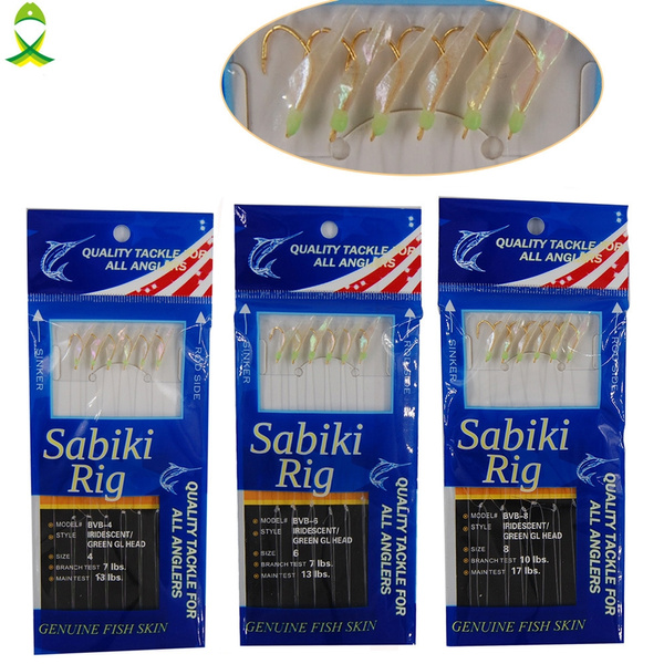 Sea Fishing Bait rigs Real fish skin Luminous beads Mackerel Saltwater ...