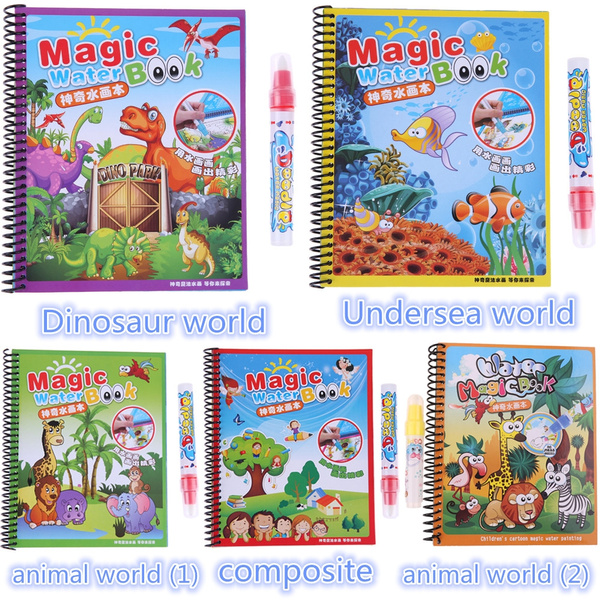 Reusable Water Painting Coloring Book with Magic Doodle Pen Kids ...