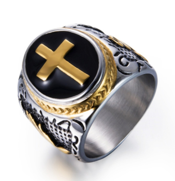 316L Men's Stainless Steel Christian Holy Cross Ring | Wish