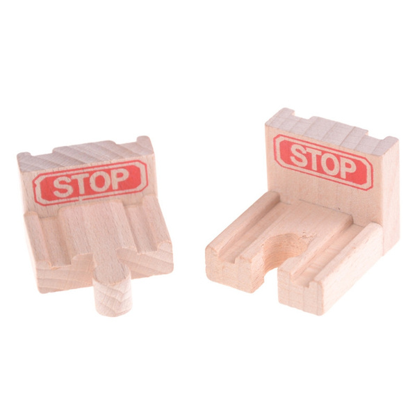 2pcs End Bumper Buffer Stop Set Wooden Railway Track Accessories Train ...