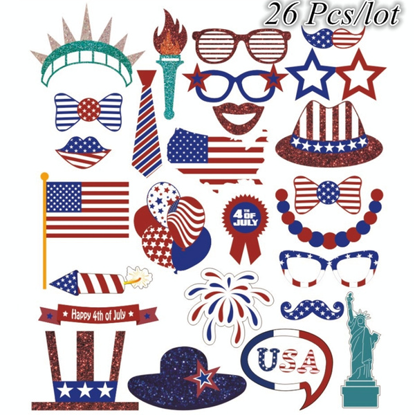 26 Pcs/lot American Independence Day Happy 4th of July Photo Booth ...