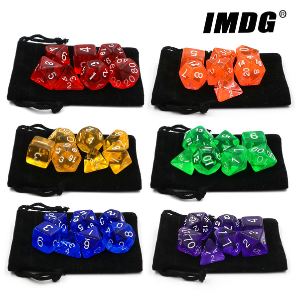 Creative 7pcs/set RPG Game Dice D&D Transparent Colorful Multicolor ...