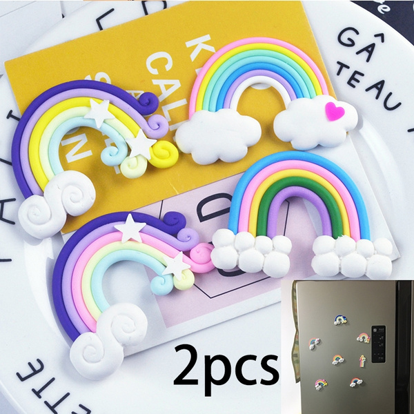 2Pcs Kawaii Colorful Cartoon Rainbow Fridge Magnet Refrigerator Magnets ...